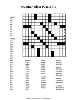 Number Fill In Puzzles Free Printable