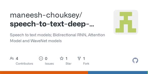 Github Maneesh Choukseyspeech To Text Deep Learning Models Speech