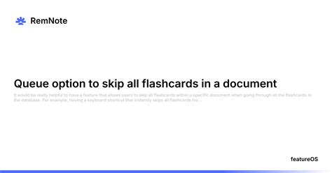 Queue Option To Skip All Flashcards In A Document Remnote