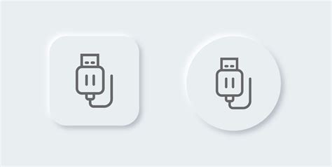 Usb Stick Line Icon In Neomorphic Design Style Flash Disc Signs Vector