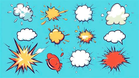 Comic Book Bubbles Cartoon Explosions Funny Comical Speech Clouds