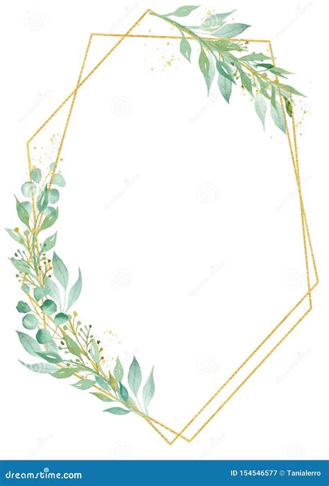 Minimalistic Floral Decorative Frame Watercolor Raster Illustration Stock Image Image Of