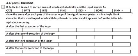 Solved 4 7 Points Radix Sort ± If Radix Sort Is Used To