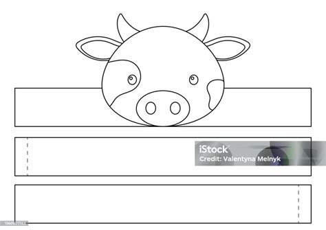 인쇄 가능한 소 종이 크라운 생일 크리스마스 베이비 샤워를위한 Diy 컷 파티 리본 템플릿 엔터테인먼트를위한 재미있는 액세서리 인쇄 색상 컷 및 접착제 벡터 스톡