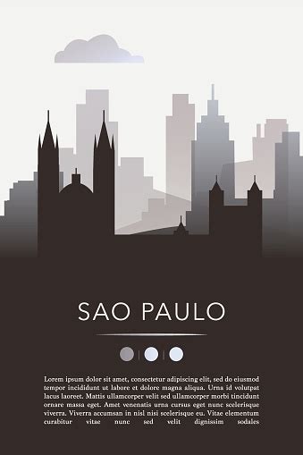 상파울루 도시 서식 파일 웹 사이트 프리젠 테이션 첫 페이지 초대장 스카이 라인 랜드 마크와 출판물 시트 벡터 브라질 이미지 레이아웃 간단하고 회색조 0명에 대한 스톡 벡터