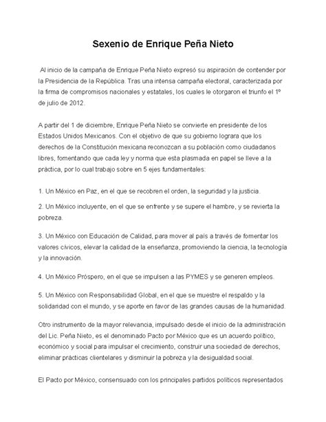 Sexenio De Enrique Peña Nieto Sexenio De Enrique Peña Nieto Al Inicio