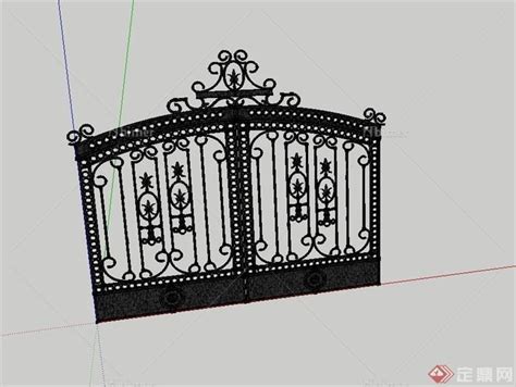 欧式风格铁艺大门设计su模型及cad方案 原创 SketchUp模型库 毕马汇 Nbimer