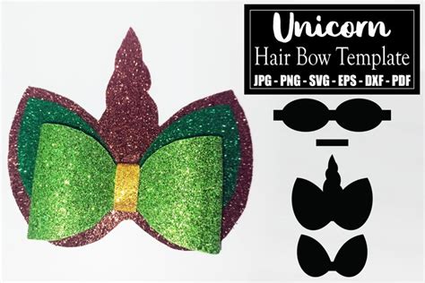 Unicorn Hair Bow Svg Hair Bow Template Diy Template