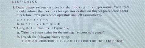 Solved Self Check 1 Draw Binary Expression Trees For The