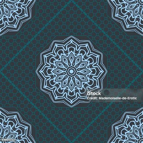 손그리기 만다라와 꽃 형상 패턴입니다 벡터 일러스트입니다 직물 섬유 두건 Scarg 카펫 인쇄 깔개에 대한 스톡 벡터 아트 및