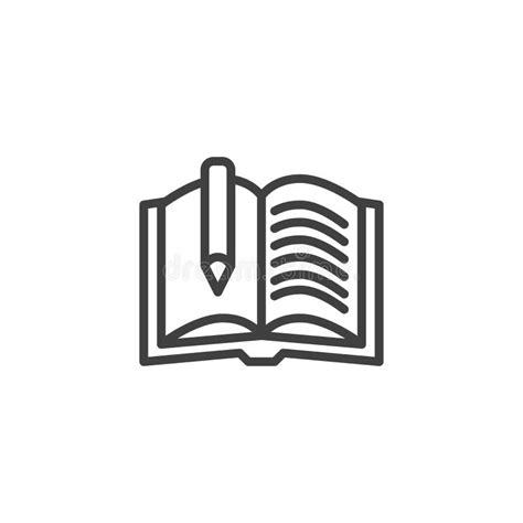 Book Writing Line Icon Concept Sign Outline Vector Illustration