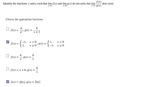 Solved Identify The Functions F And G Such That Limx→0f X