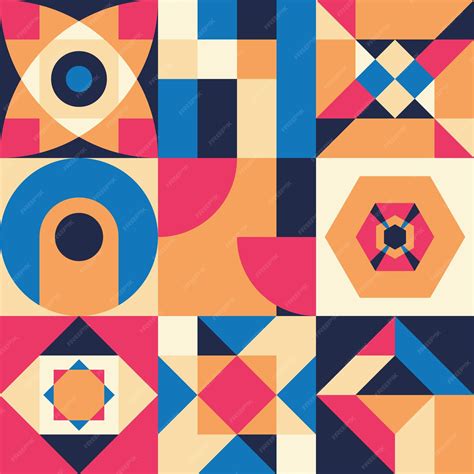 Premium Vector Geometric Abstract Pattern With Simple Shapes And Beautiful Color Palette