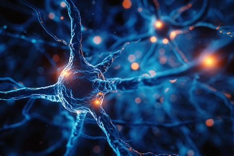 Premium Photo Futuristic Neuron Network Blue Light Image