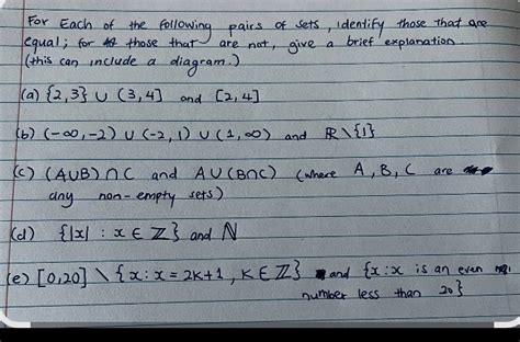 Solved For Each Of The Following Pairs Of Sets Identify Chegg Com