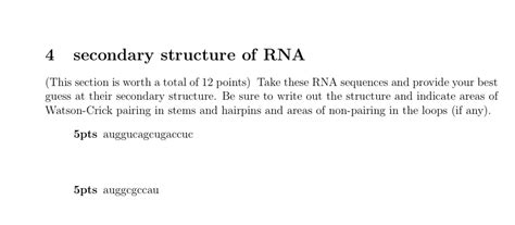 Solved Secondary Structure Of RNA This Section Is Worth A Chegg Com