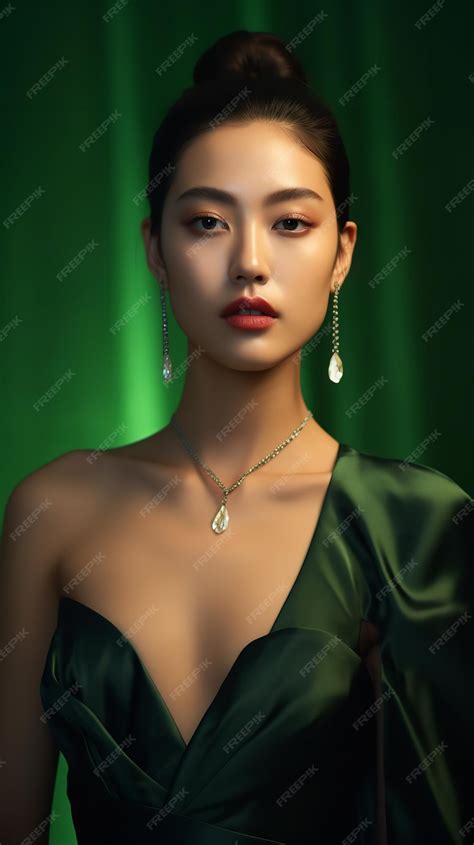 Premium Ai Image Chinese Woman With High Ponytail Pink Off Shoulder