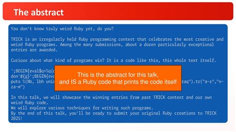 an invitation to trick how to write weird ruby programs speaker deck