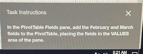 Solved Task InstructionsIn The PivotTable Fields Pane Add Chegg Com