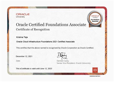 Krishna Teja On Linkedin Oracle Oraclecertified Oraclecloud Oraclecloudinfrastructure