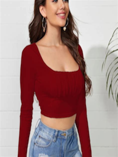 Buy Baesd Scoop Neck Opaque Casual Crop Top Tops For Women 26871424