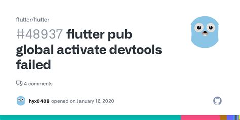 Flutter Pub Global Activate Devtools Failed · Issue 48937 · Flutterflutter · Github