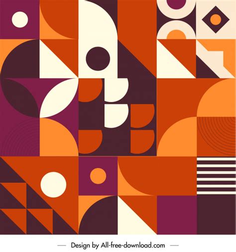Abstract Pattern Template Colorful Flat Geometric Decor Vectors Images
