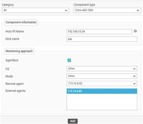 Adding A Citrix ADC SDX Component