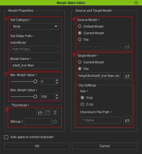 User Interface Introduction For Morph Slider Editor