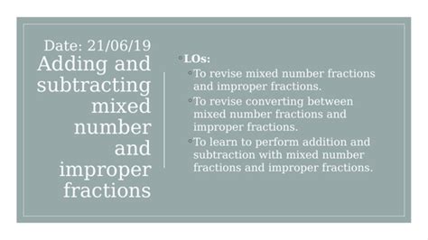 adding subtracting mixed number improper fractions teaching resources