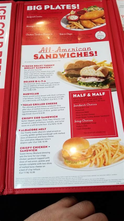 Menu At Ruby S Diner Restaurant Commerce Citadel Dr