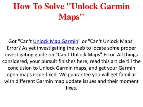 Ppt How To Solve Unlock Garmin Maps Powerpoint Presentation Id9978385