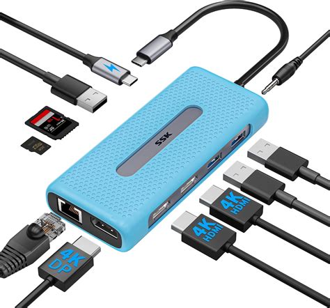 Lemorele Docking Station Usb C Hub 3 Display 13 In 1 Dual 4k Hdmi Vga 1000m Ethernet 4 Usb A