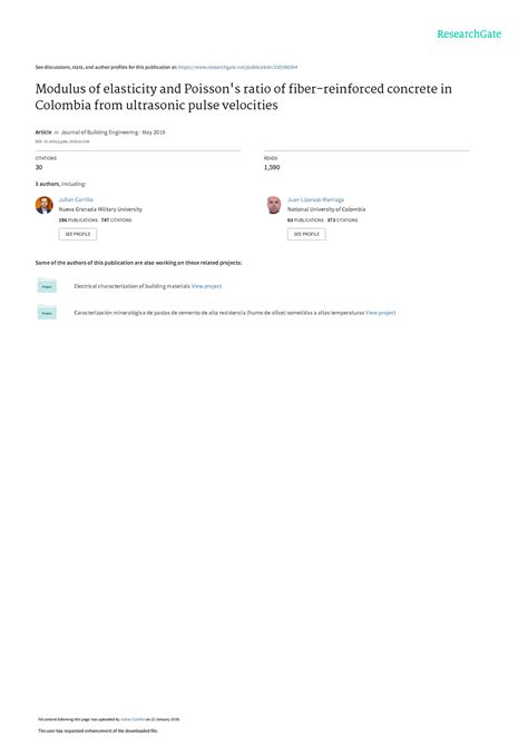 Modulus Elasticity Poisson Ratio Frc Colombia Upv See Discussions Stats And Author Profiles