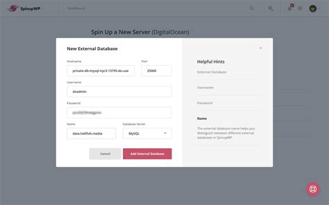External Databases Spinupwp