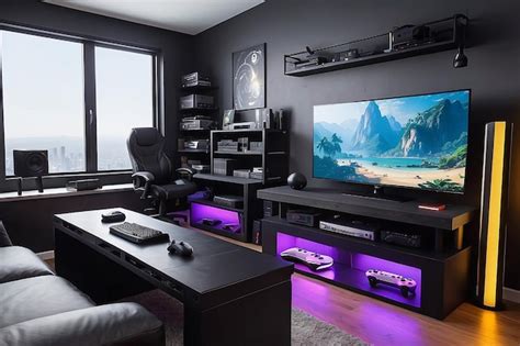 Premium Photo Minimalist Gaming Setup Essentials Focused Mockup