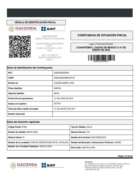 Rfc Actualizado Editable Pdf México Gobierno