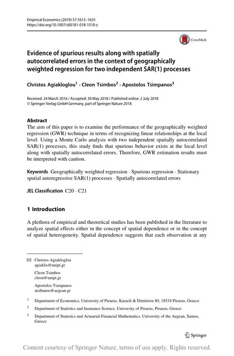evidence of spurious results along with spatially autocorrelated errors in the context of