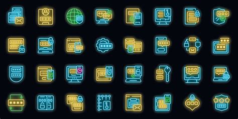 Multi Factor Authentication Icons Set Vector Neon 30726885 Vector Art At Vecteezy