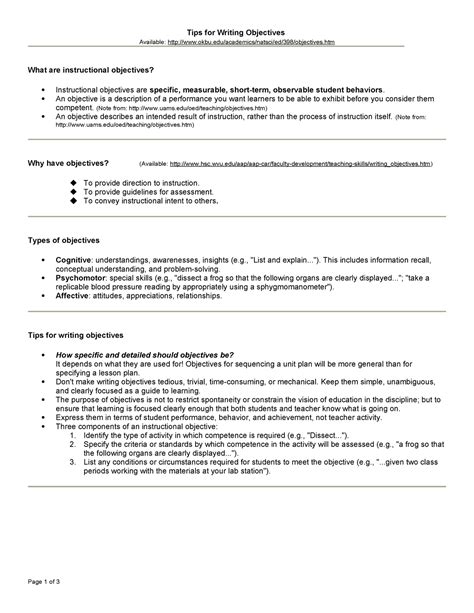 Objective Tips Dfdsv Tips For Writing Objectives Available Studocu
