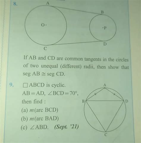 If Ab And Cd Are Common Tangents In The Circles Of Two Unequal Different