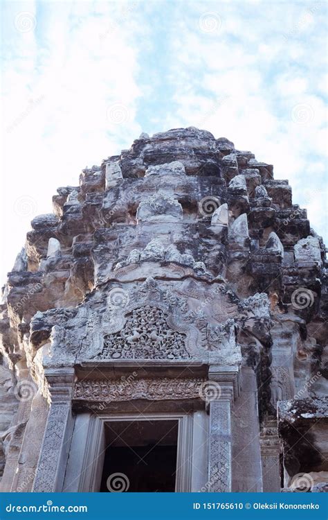 The Upper Part Of One Of The Towers Of The Angkor Temple Complex The