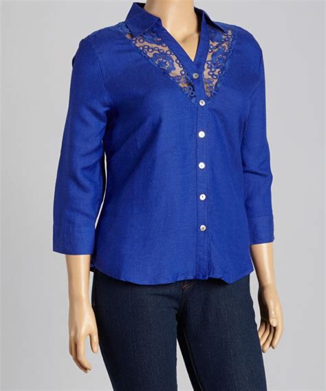 Look At This Sapphire Lace Panel Button Up Plus On Zulily Today