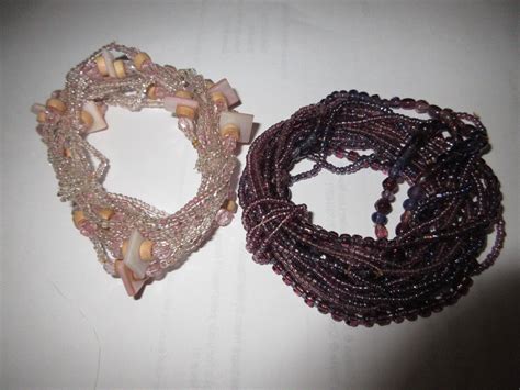 2 Glass Seed Bead Multi Strand Stretch Bracelets Irid Gem
