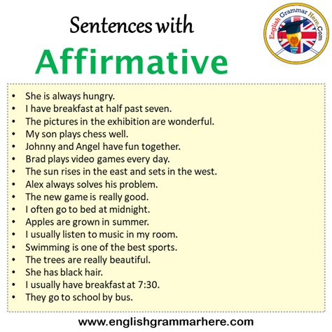 Sentences With Affirmative Affirmative In A Sentence In English Sentences For Affirmative
