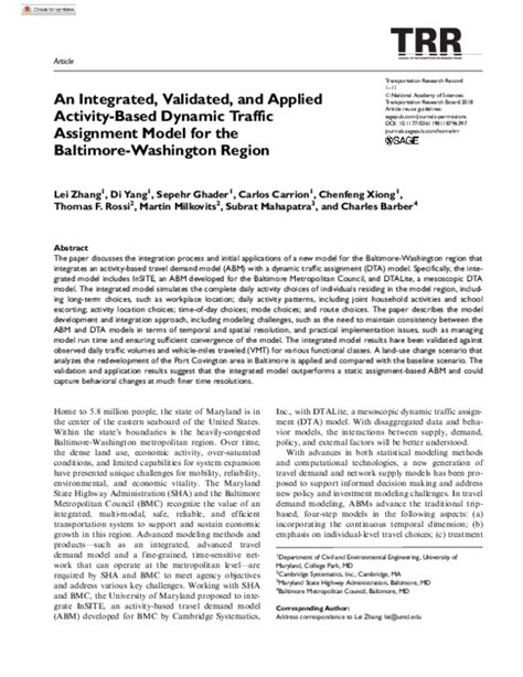 Pdf An Integrated Validated And Applied Activity Based Dynamic
