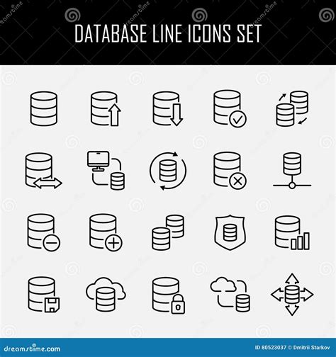 Set Of Database Icons In Modern Thin Line Style Stock Vector Illustration Of Sign Request