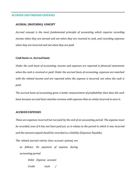 Accruals And Prepayments Accrued And Prepaid Expenses Accrual Matching Concept Accrual