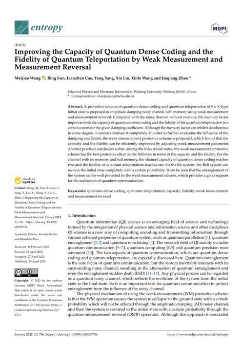 Pdf Improving The Capacity Of Quantum Dense Coding And The Fidelity Of Quantum Teleportation