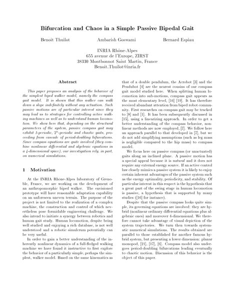 Pdf Bifurcation And Chaos In A Simple Passive Bipedal Gait